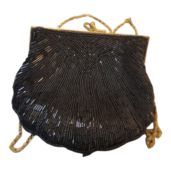 La Regale | Bags | Vintage La Regale Black Beaded Handbag Purse Gold ...